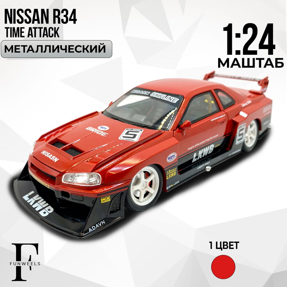 Детская игрушка металлическая инерционная модель Nissan Skyline R34 GTR ...