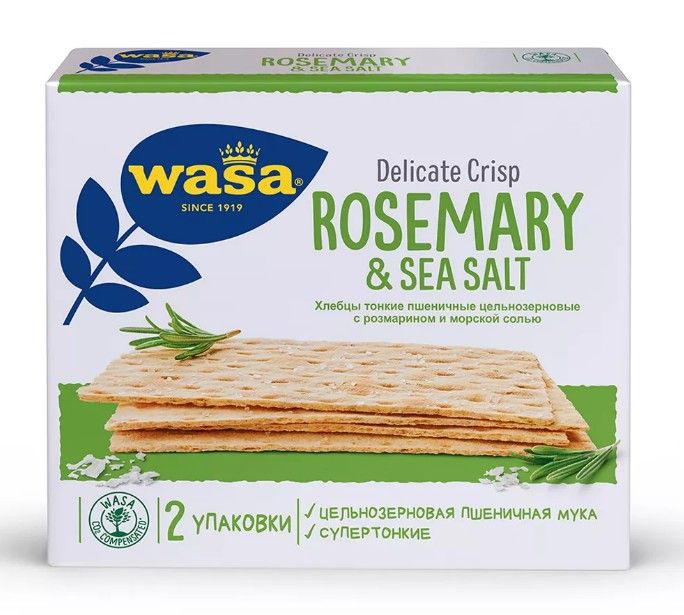 Хлебцы пшеничные тонкие Wasa Delicate Crisp Rosemary & Sea Salt ...