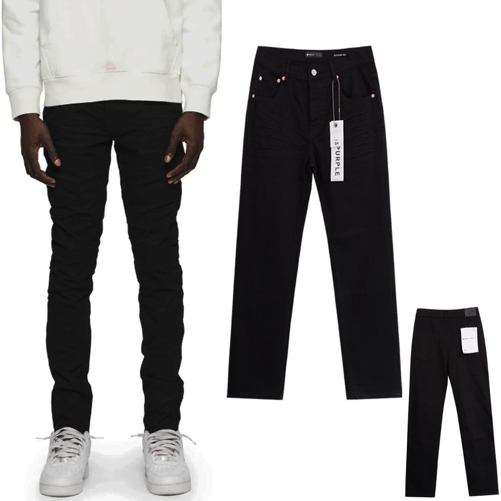 Джинсы Мужской purple brand черный слим Хлопок, размер 50 свободный ...