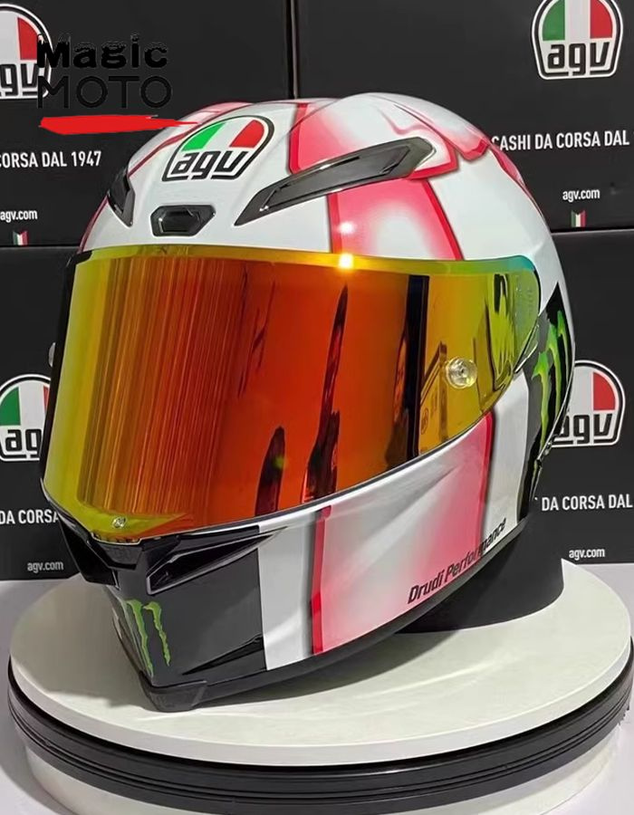 AGV Мотошлем, цвет: белый, розовый, размер: L купить на OZON по низкой ...
