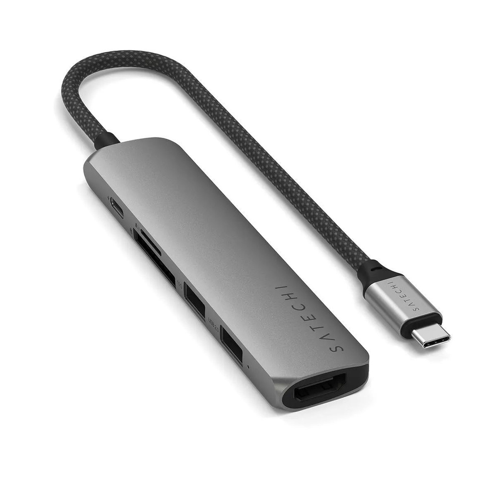 Адаптер Satechi 6-in-1 USB-C Slim Multiport Adapter 1xUSB-C PD 2хUSB-A 1хHDMI 4K @ 60Hz Micro/SD ...