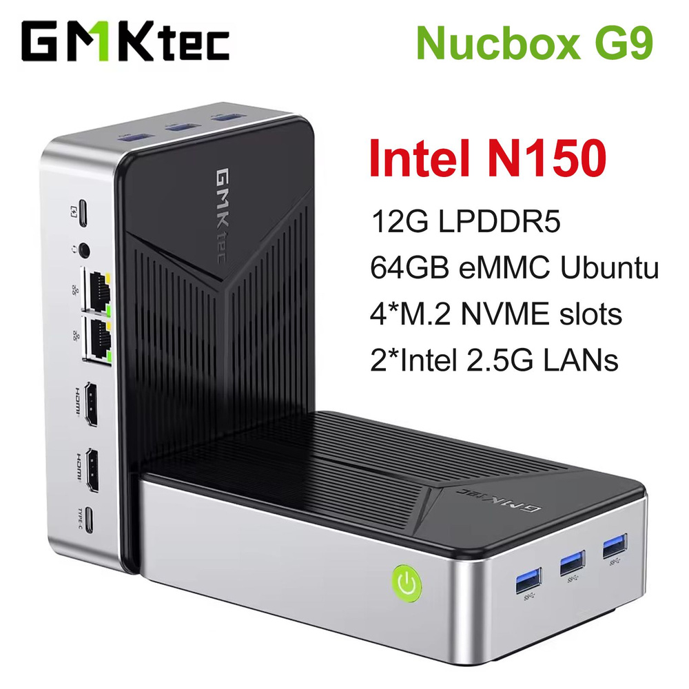 GMKtec Мини-ПК G9 (Intel N150, RAM 12 ГБ, SSD 2048 ГБ, Intel Graphics ...