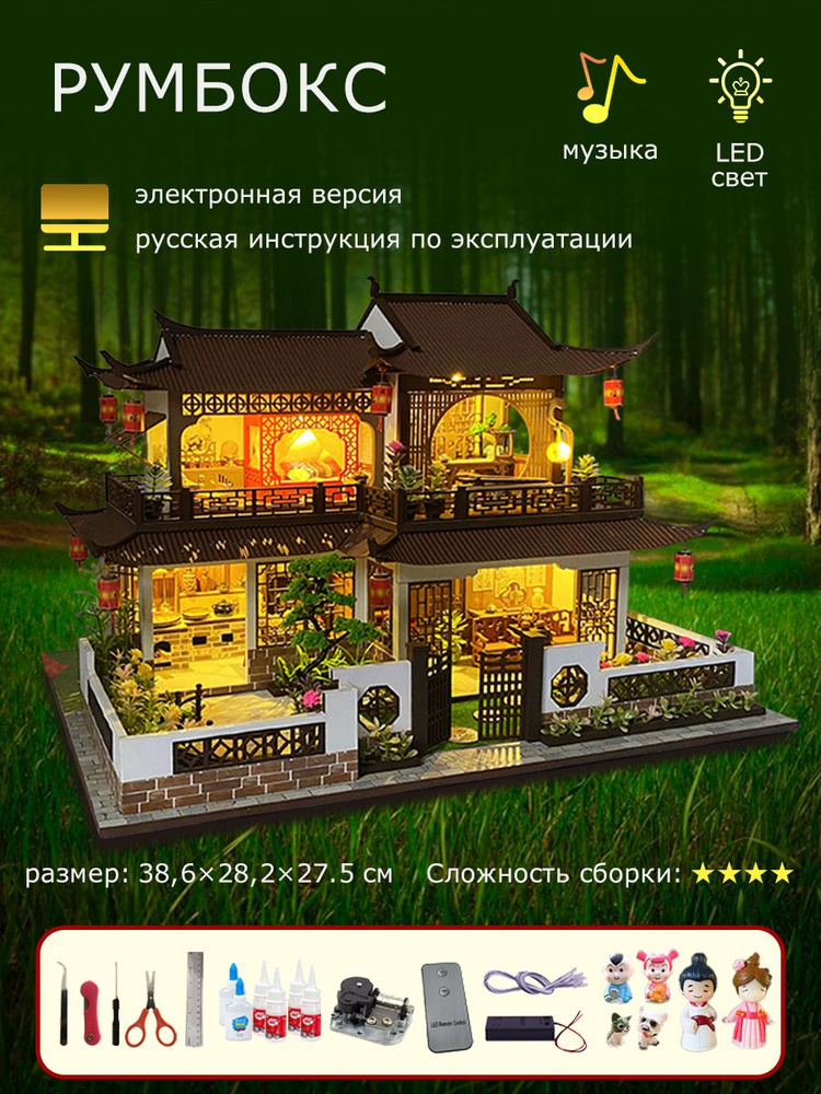 Подарочный Интерьерный конструктор (Румбокс) миниатюра JYCMGZS "Вилла в китайском стиле" DIY ...