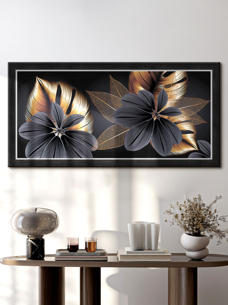 Картина на стену интерьерная в раме "Черное золото" 72х132 см, Графис ...