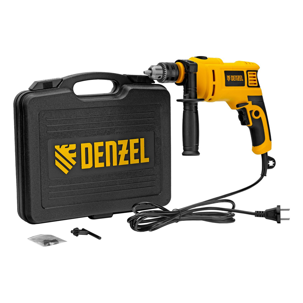 Дрель ударная сетевая DENZEL ID-750, 750 Вт, 3000 об/мин, 48000 уд/мин, ключевой патрон 1.5-13 ...