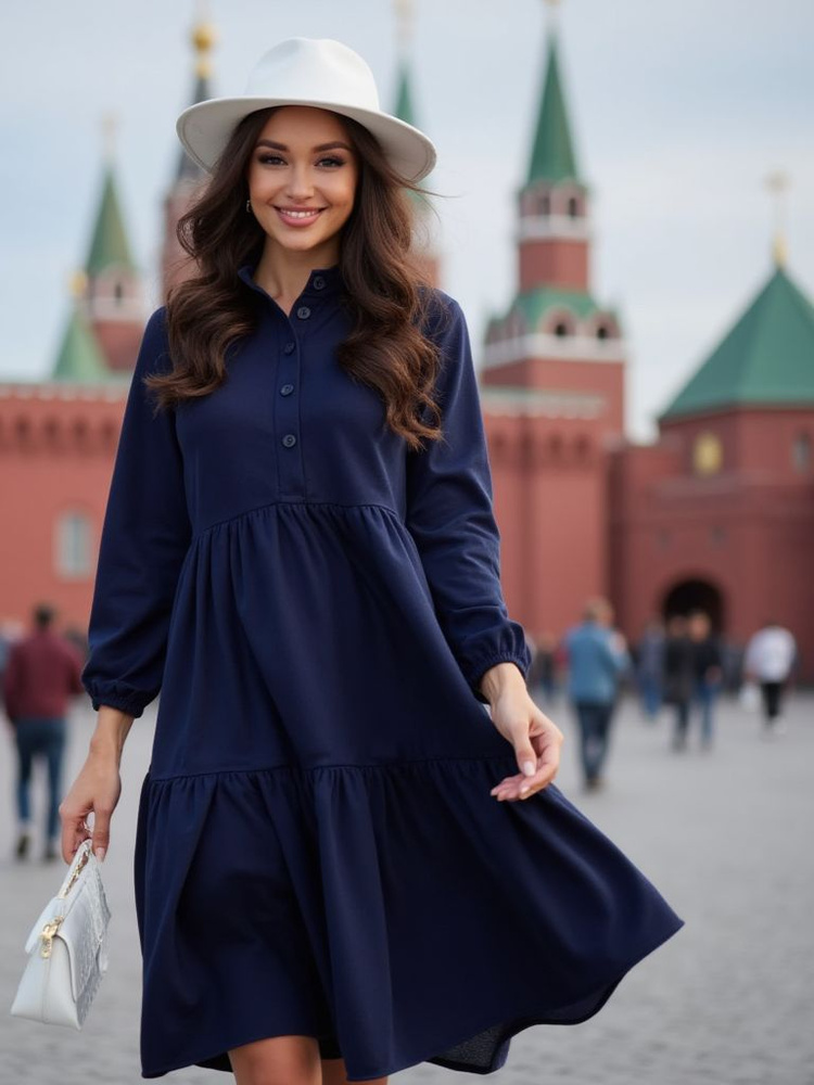 Платье Женский Posh Style синий, темно-синий платье-рубашка ...