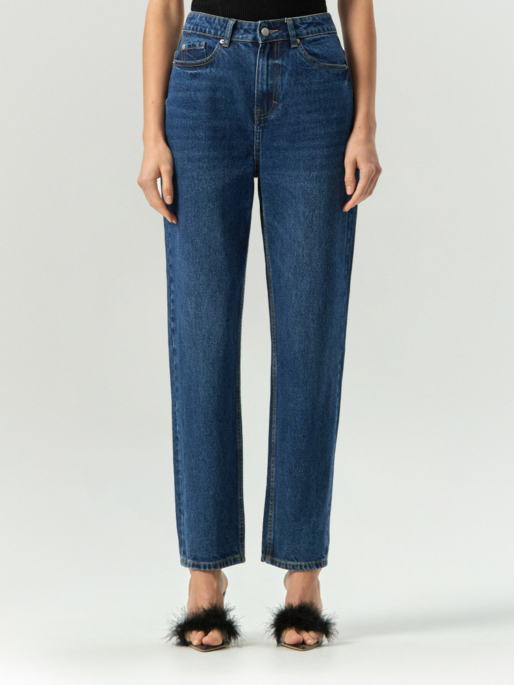 Джинсы Женский EMKA синий мом Деним, размер 40 прямой Молния Высокая, рост 170 Китай На любой ...