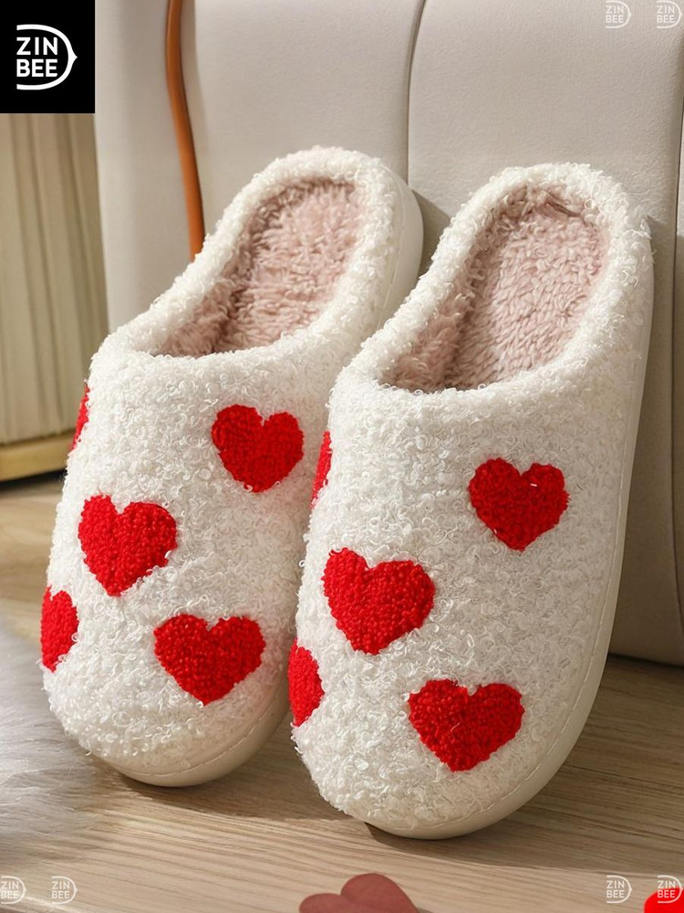 Тапочки Женский, Мужской ZinBee, размер 39, 40 красный, белый Маломерит Китай Зима купить c ...