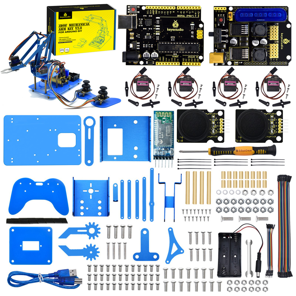 Keyestudio Стартовый набор 4DF Metallic Mechanical Robot Arm V2.0 для ...
