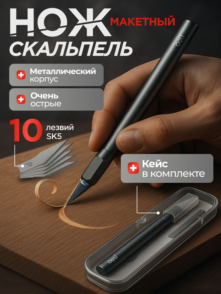 Макетный нож, канцелярский скальпель профессиональный, лезвия 10 шт. SK5 купить на OZON по ...