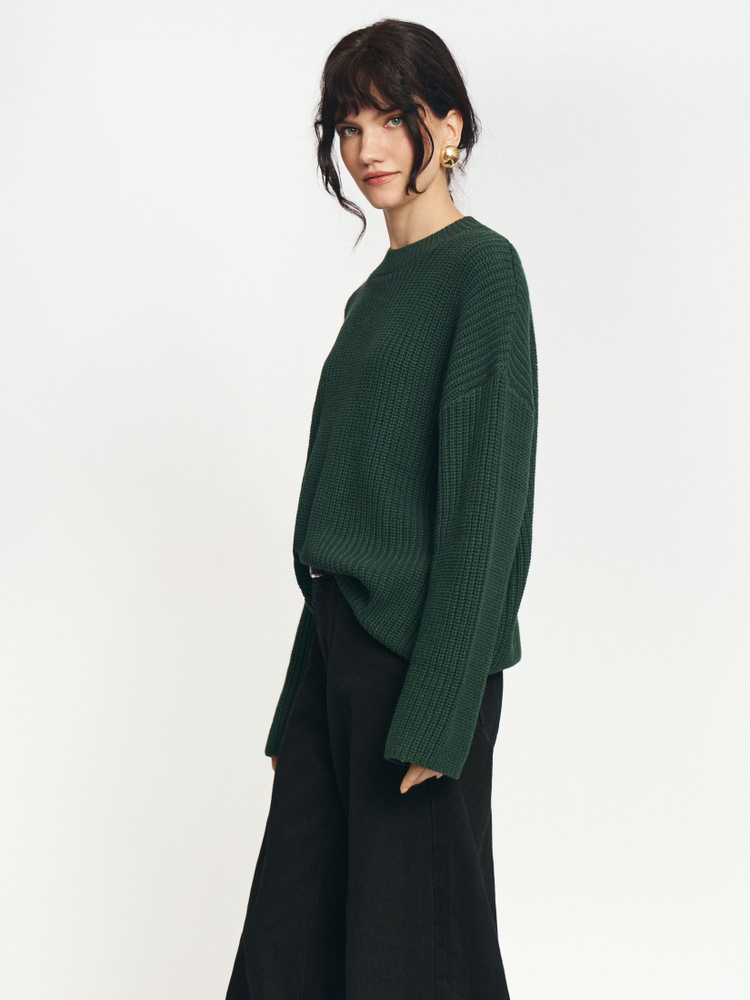 Свитер Женский Zolla темно-зеленый Хлопок, Акрил, размер 42 Длинный Китай купить c доставкой на ...