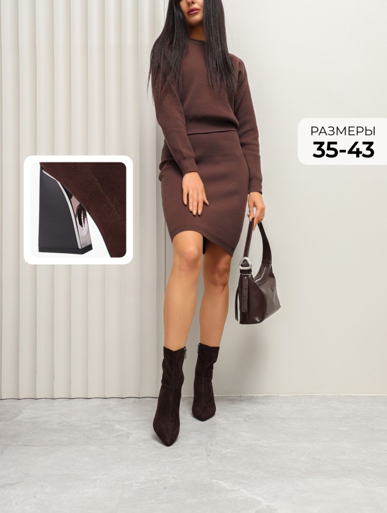 Сапоги Женский Obba полусапоги, размер 40 коричневый Демисезон F Толстый каблук Италия Молния ...