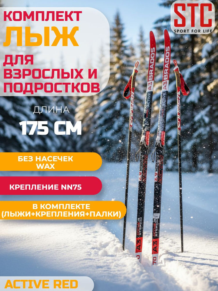 Комплект лыж STC 75 мм 175см купить на OZON по низкой цене (2967527174)
