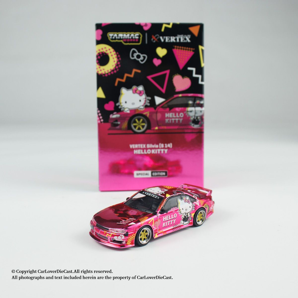Машинка Tarmac Works TW 1:64 VERTEX Silvia S14 Hello Kitty Pink Chrome ...