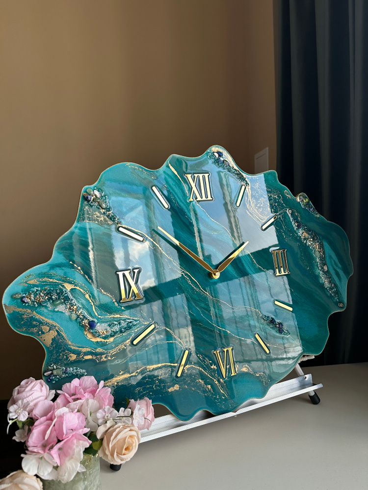 Часы настенные из эпоксидной смолы ручной работы 70 см на 50 см купить c доставкой на OZON по ...