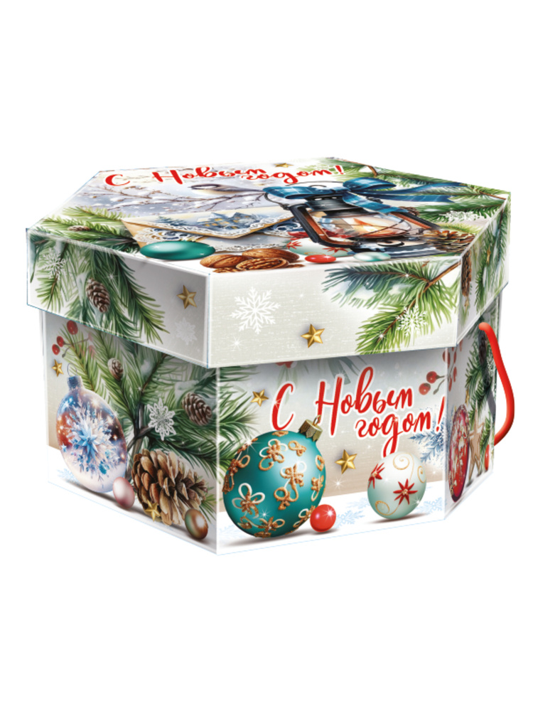 Новогодняя подарочная упаковка картонная "Шестигранник" 5 шт / Упаковка ...