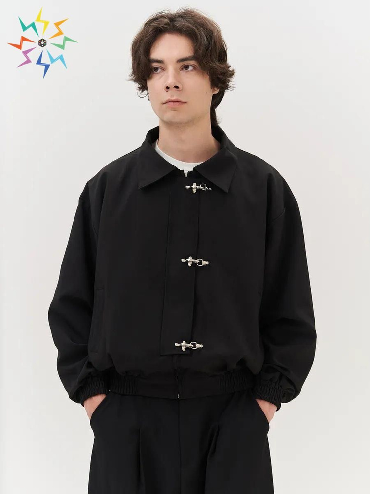 Куртка Мужской, Женский Pull&Bear Бахрома, Декоративные пуговицы черный Полиэстер, размер 48 ...