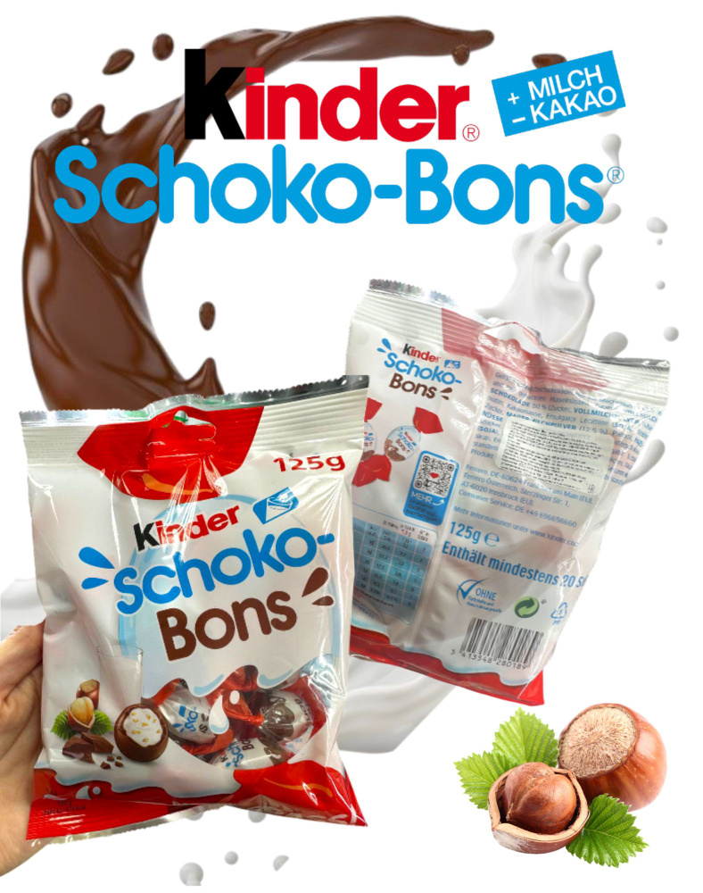 Конфеты шоколадные "KINDER CHOCO-BONS " с молочно-ореховой начинкой ...