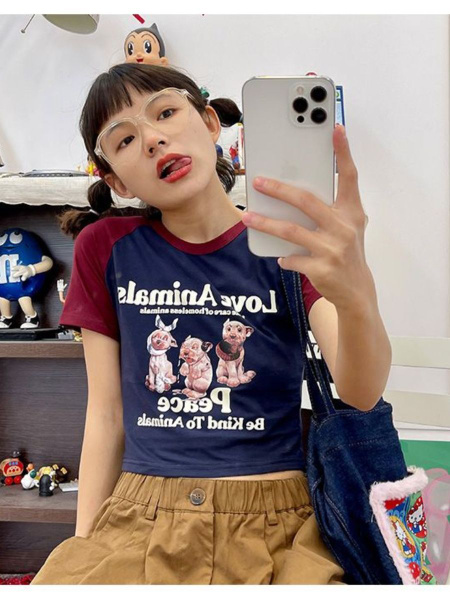 Топ Женский SYJWY темно-голубой, размер 40 Лавсан Короткий Повседневный Туризм Китай Эластичная ...