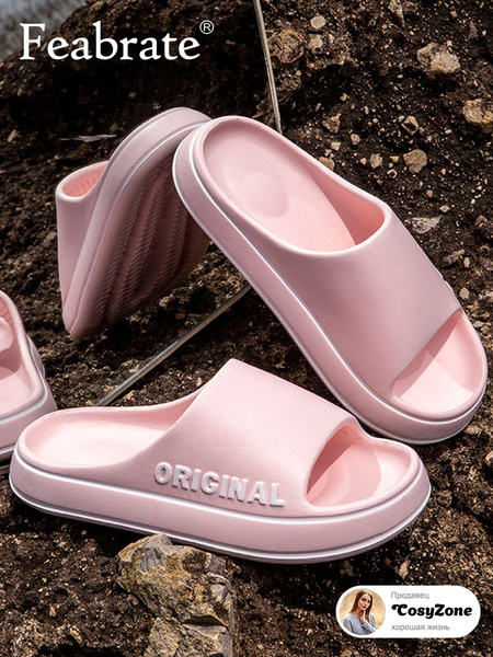 Шлепанцы Женский Feabrate, размер 39, 40 EVA Круглый нос, Толстая подошва Без каблука Без ...