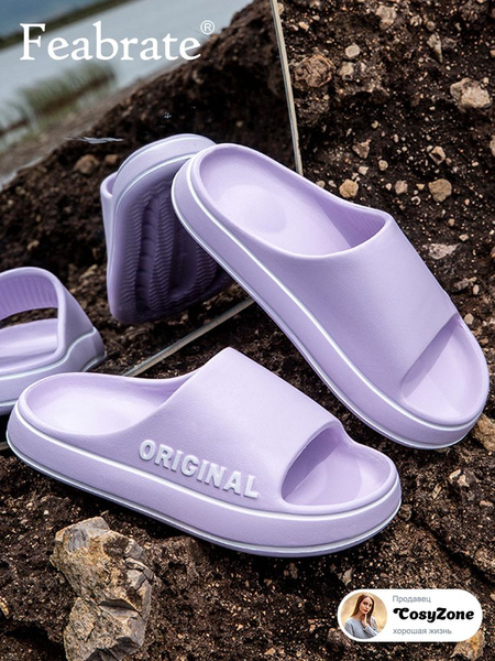 Шлепанцы Женский Feabrate, размер 39, 40 EVA Круглый нос, Толстая подошва Без каблука Без ...