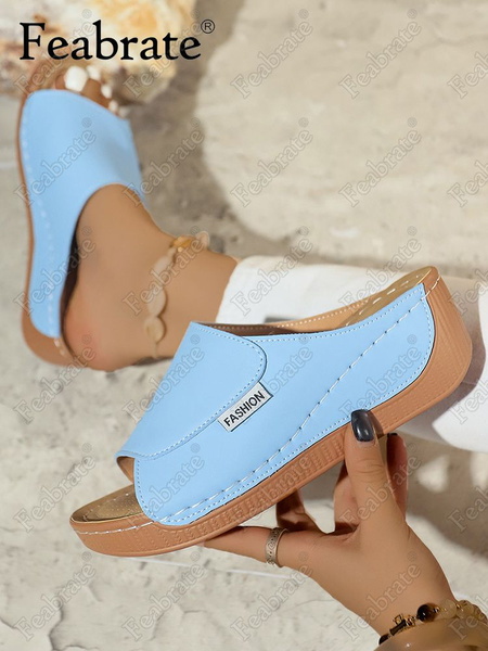 Шлепанцы Женский Feabrate, размер 39 Полиуретан Толстая подошва, Круглый нос R (средняя) Без ...