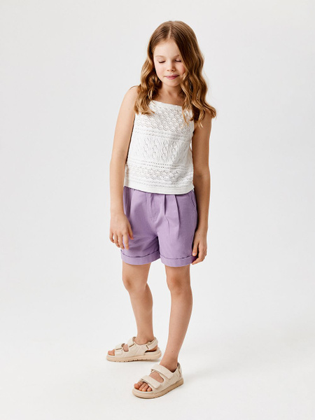 Шорты Девочки Acoola Повседневный фиолетовый, размер 164 Текстиль, Хлопок Молния, Пуговицы ...