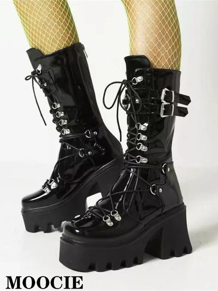 Сапоги Женский MOOCIE ботфорты, размер 37 черный Демисезон Каблук + платформа купить c доставкой ...