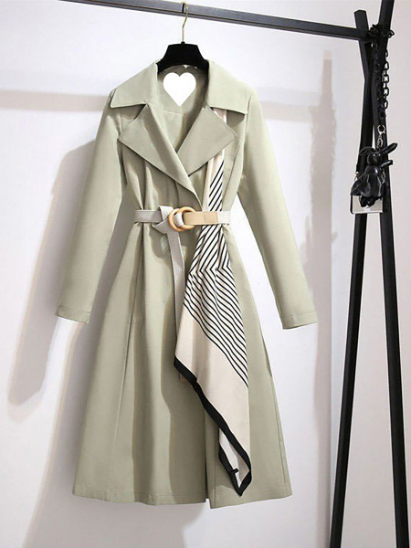 Пальто Женский SYJWY умеренно зеленый широкий Поликолон Длинный, размер 46 свободный Зима Пояс ...