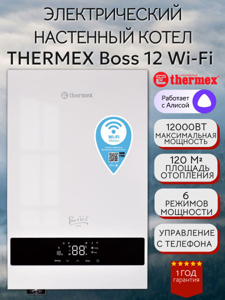 Электрический настенный котел THERMEX Boss 12 Wi-Fi (White) купить на OZON по низкой цене ...