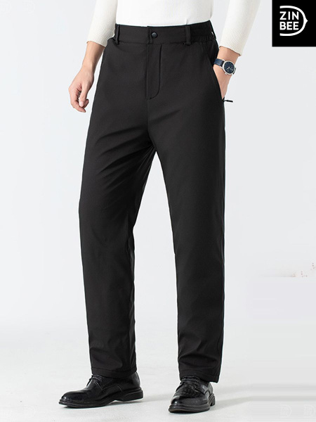 Брюки утепленные Мужской ZinBee слим черный Полиэстер Повседневный, размер 46 Без застежки Зима ...