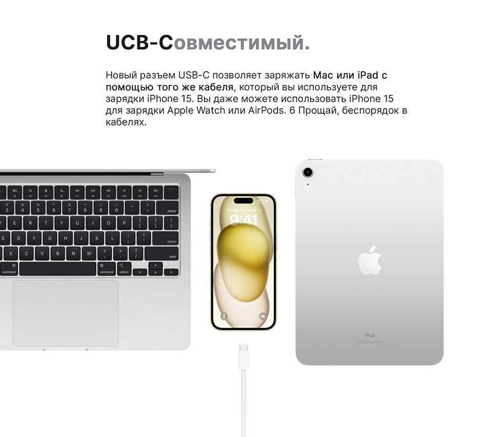 Смартфон Apple iPhone 15 (SIM+eSIM) 256 ГБ 6 ГБ Черный OLED/AMOLED 1 ...
