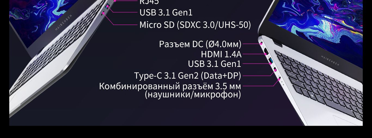 Ноутбук MAIBENBEN M54_6970674982756 AMD Ryzen 3 4300U 8 ГБ 8 ГБ, серебристый купить c доставкой ...