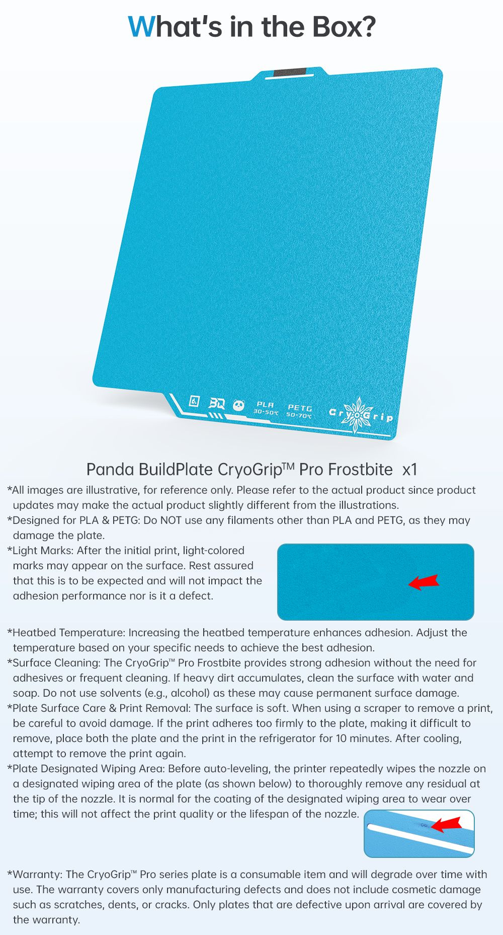Cryogrip Pro Frostbite Panda Build Plate, для 3D-принтеров Bambu-Lab ...