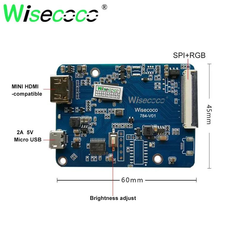 Wisecoco 7.84" Монитор 7.84 "1280x400 ЖК-дисплей Aida64 ноутбук Raspberry Pi длинный бар панель ...