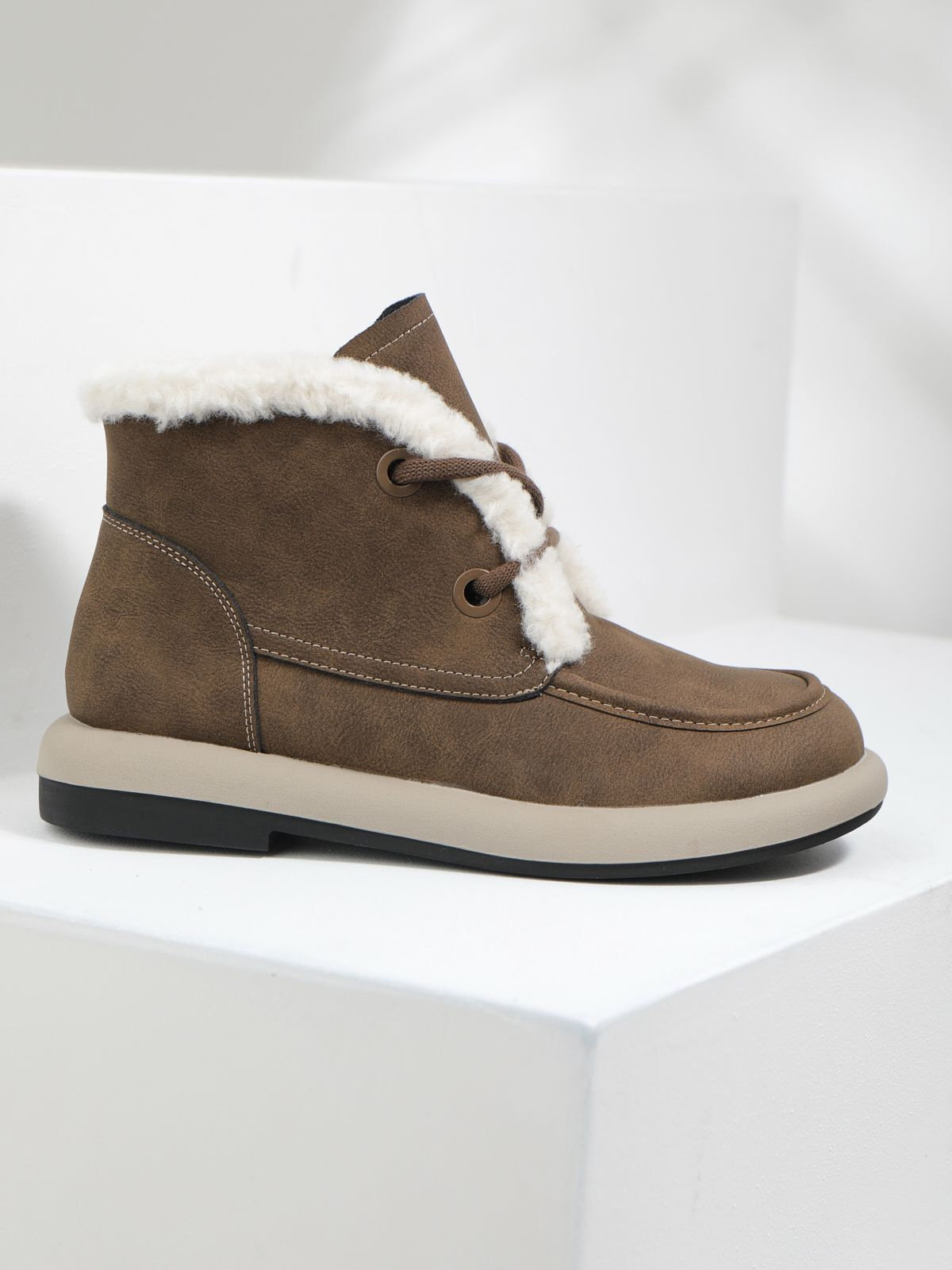 Ботинки Женский Covani коричневый, тауп, размер 39 в байкерском стиле Зима 6 Шнурки Платформа ...