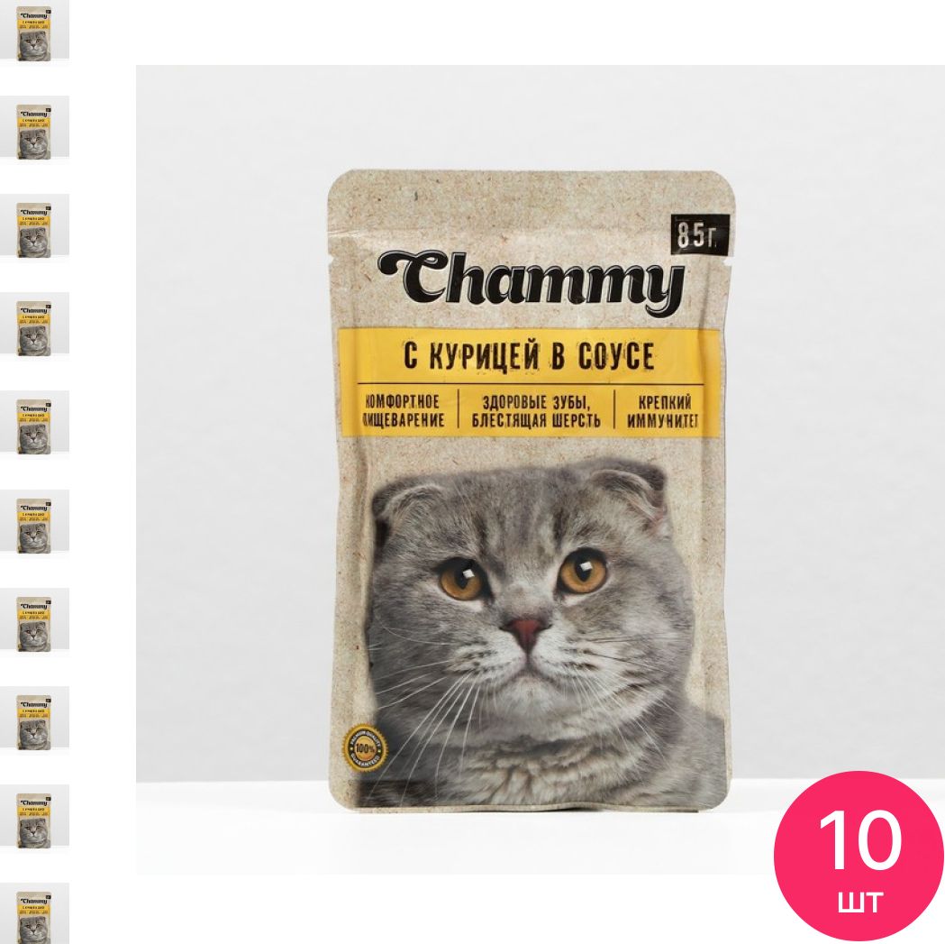 Корм для кошек влажный Chammy / Чамми для взрослых животных с курицей в ...