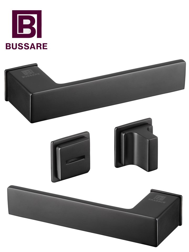 Комплект ручек BUSSARE + Завёртка сантехническая, цвет МАТОВЫЙ ГРАФИТ ...