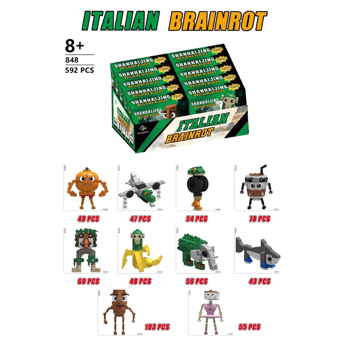Набор Конструктор Italian Brainrot /tung tung sahur ,совместимы с легo ...