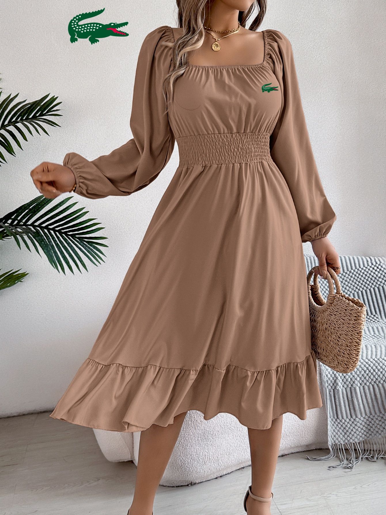 Платье Женский Lacoste милитари, сигнальный синий джинсовое ...