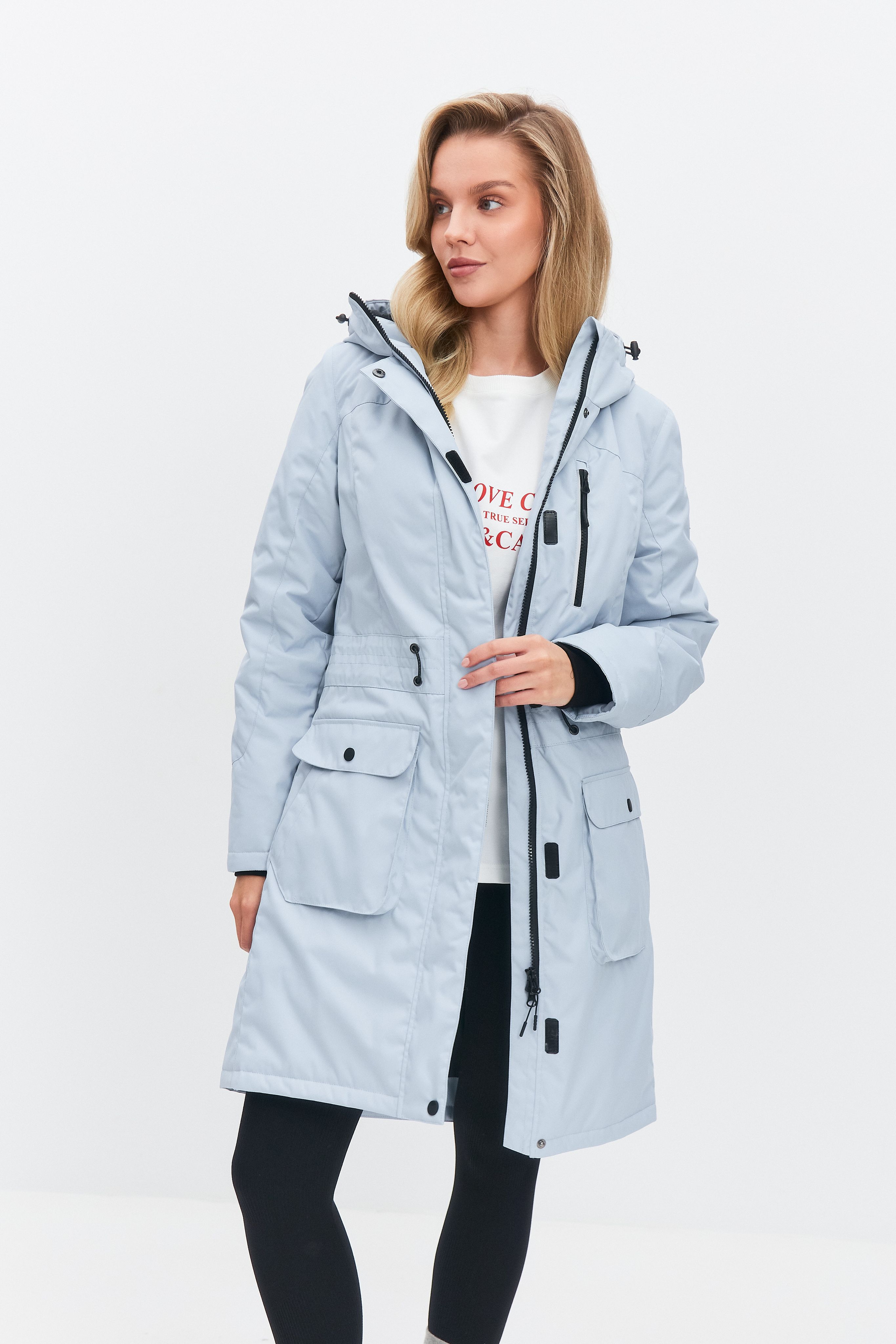 Куртка Женский Avese Капюшон, Карманы светло-голубой капюшон Waterproof, Мембранные материалы ...