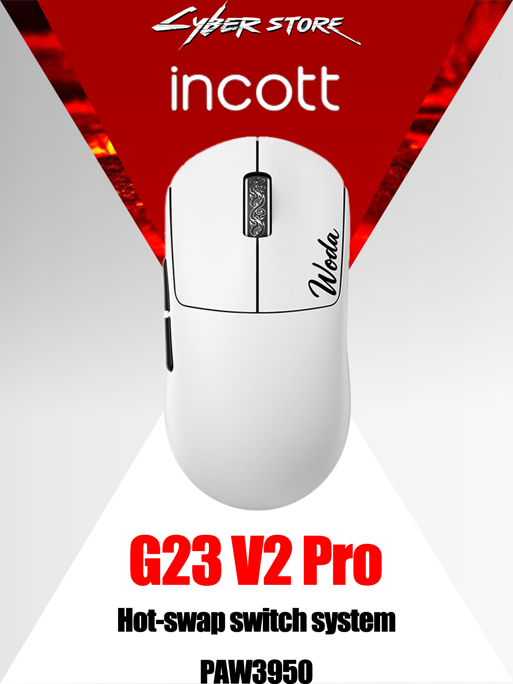 Характеристики Incott Игровая мышь беспроводная G23 V2 PRO, белый ...