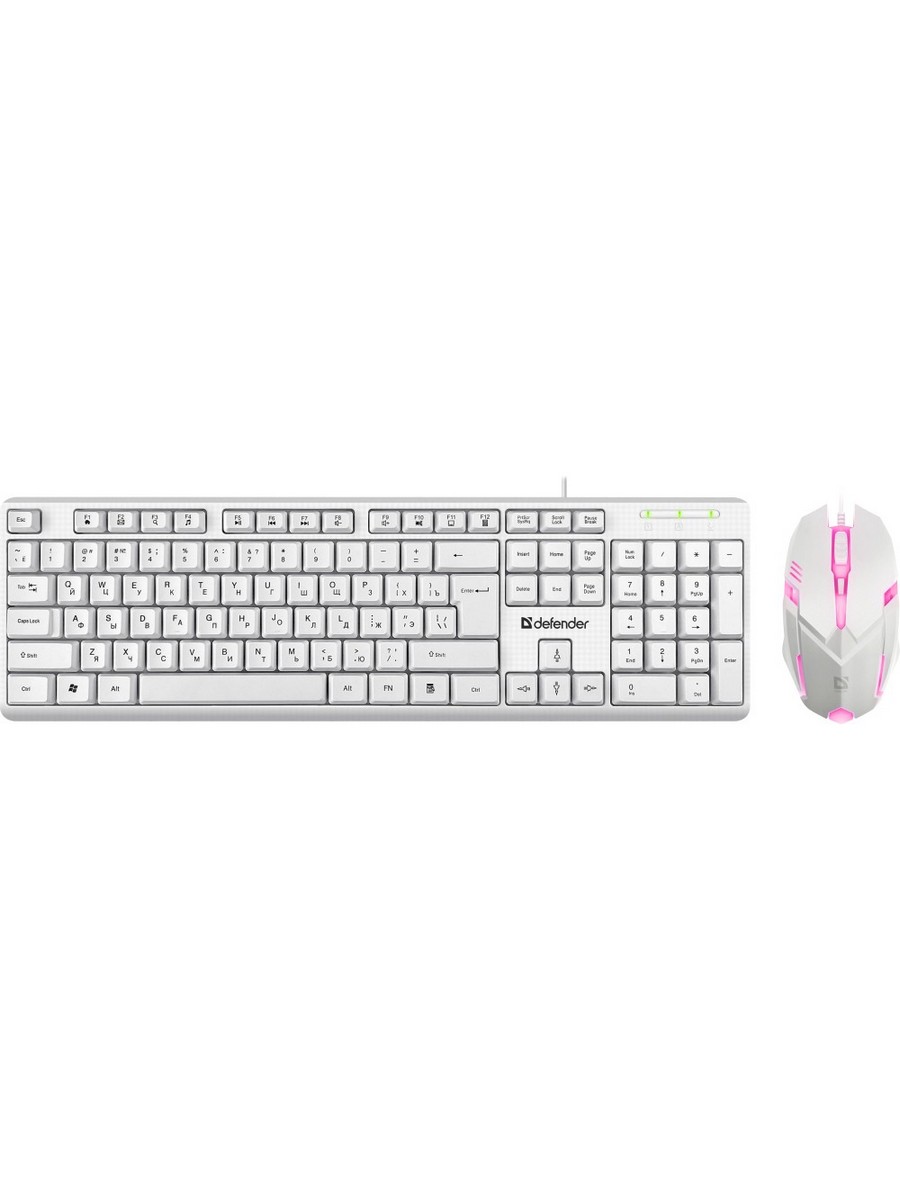 Комплект клавиатура+мышь проводной DEFENDER Motion C-977 white (USB ...