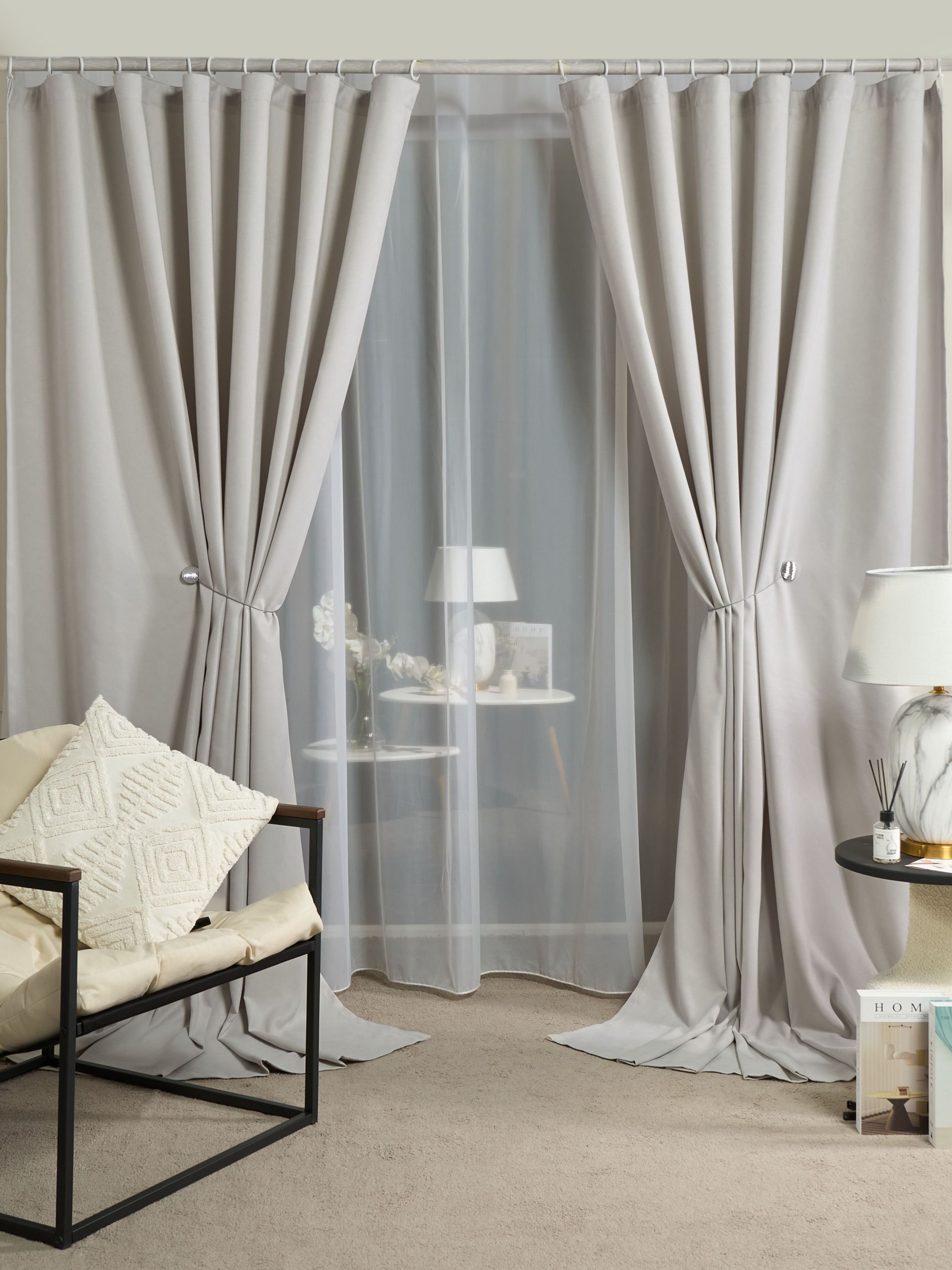 Комплект штор Айвори Канвас - Премиум , 270х400см, пыльно-белый ...