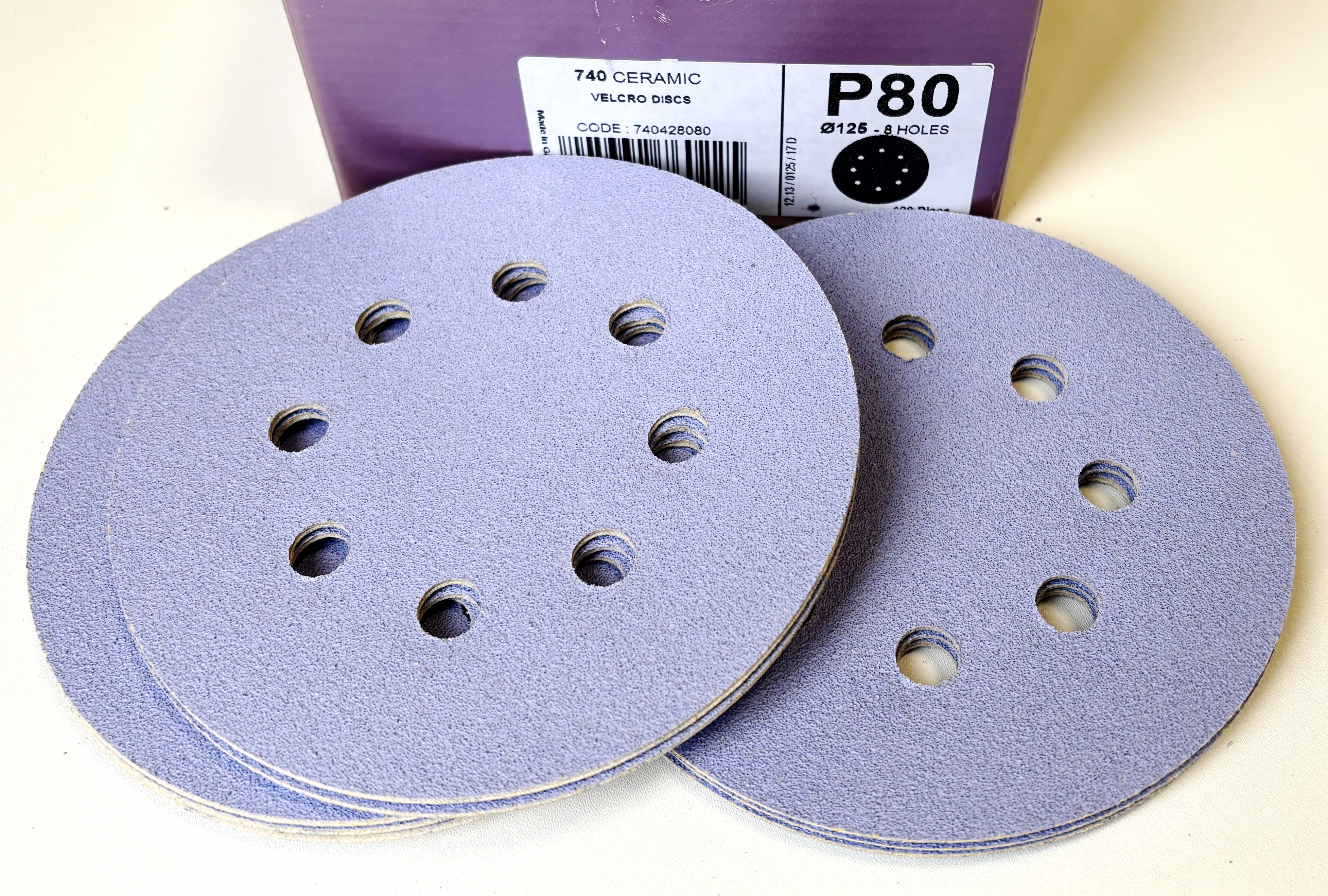 Круг шлифовальный на липучке SMIRDEX Ceramic Velcro Discs 740 125мм, Р ...