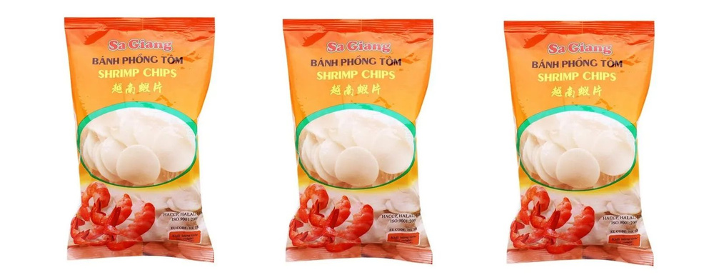 Рисовые чипсы креветочные для жарки Sa Giang 200g x 3шт #PHONG TOM ...