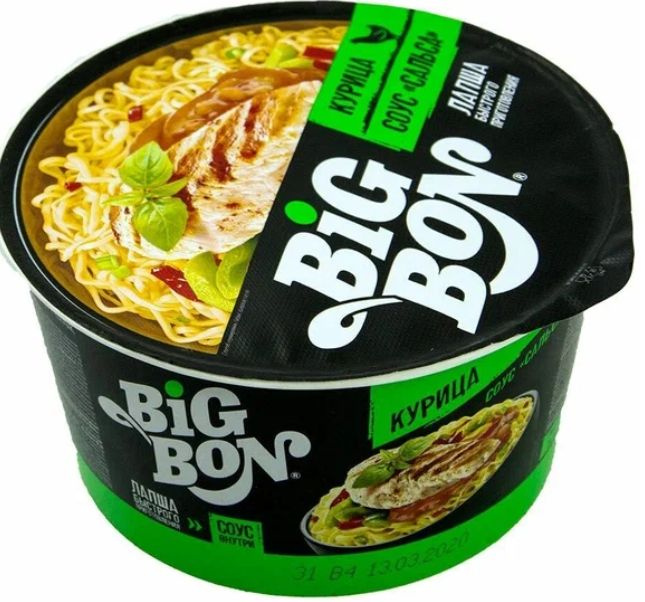 Big Bon Лапша курица+ соус Сальса, 85 гр. - купить с доставкой по ...
