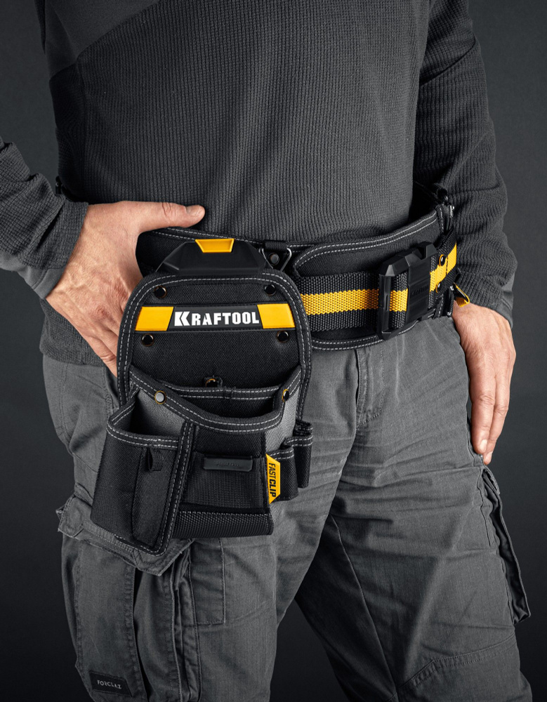 KRAFTOOL KP-8 с быстросъёмным креплением FastClip, 8 карманов и петель, 170 х 260 мм, поясная ...