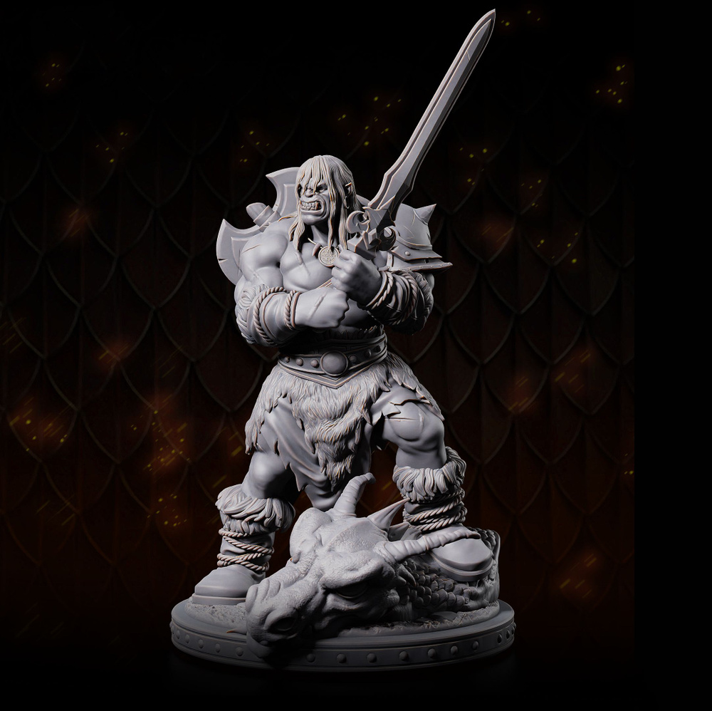 Игровая миниатюра Barbarian Orc Orkhal - Primal Collection 75mm (Primal ...