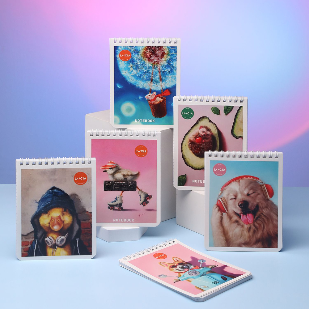 Набор блокнотов Hatber 6 штук/6 дизайнов 40 листов, формата А6, в клетку, на гребне -Узнай себя ...